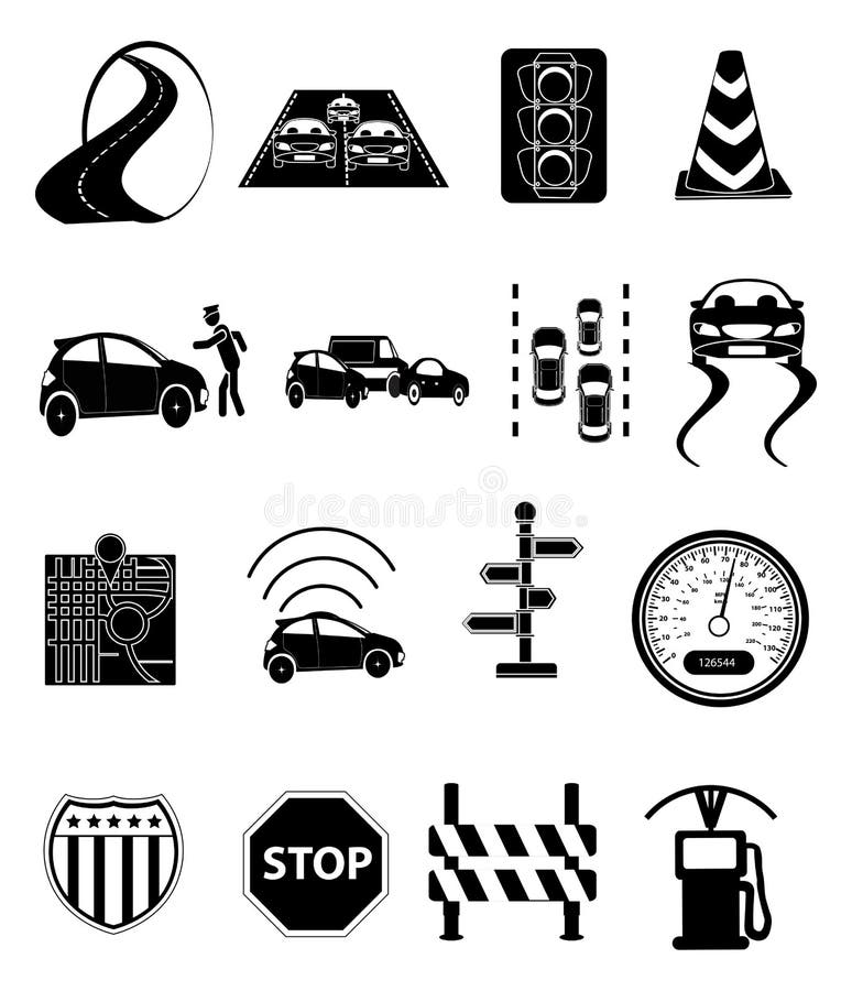 Road traffic icons set stock illustration. Illustration of toll - 45673054