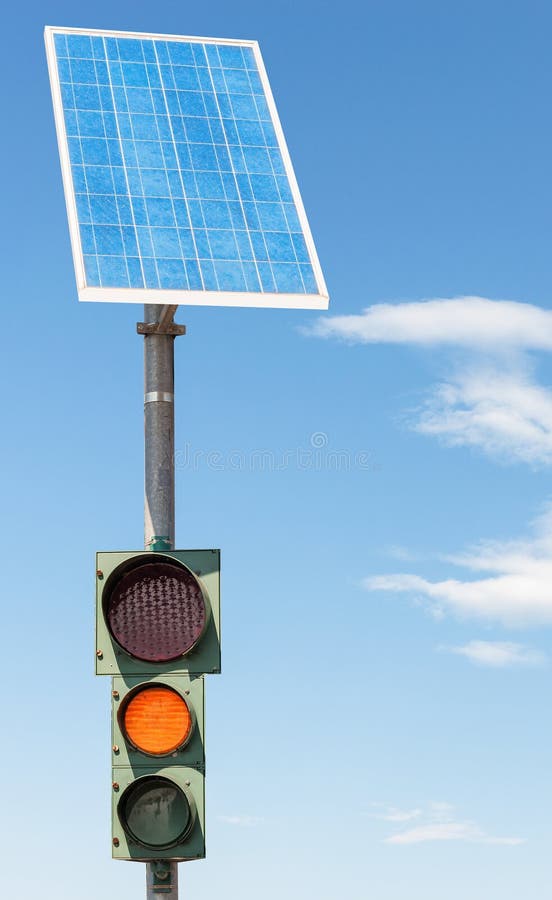 Road Traffic Light and Solar Panel Stock Image - Image of electronics ...