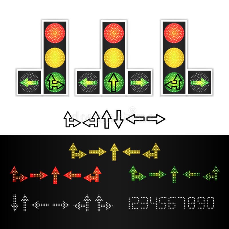 Road Traffic Light Vector. Realistic LED Panel. Sequence Lights Red ...