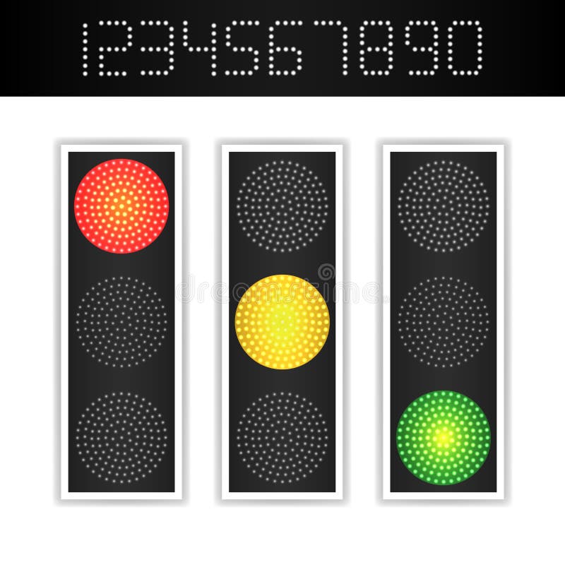 Road Traffic Light Vector. Realistic LED Panel with Time. Sequence ...
