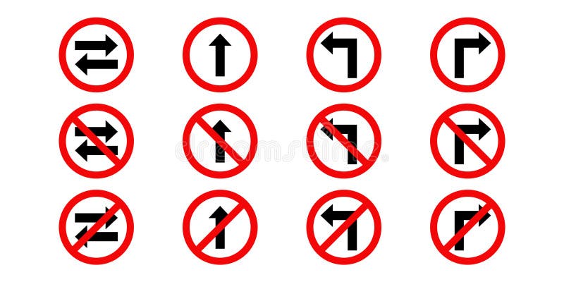 Road Traffic Prohibition Signs. Set of Standard Road Traffic ...