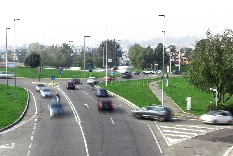 Road Traffic at Roundabout Junction Stock Photo - Image of turn, city ...