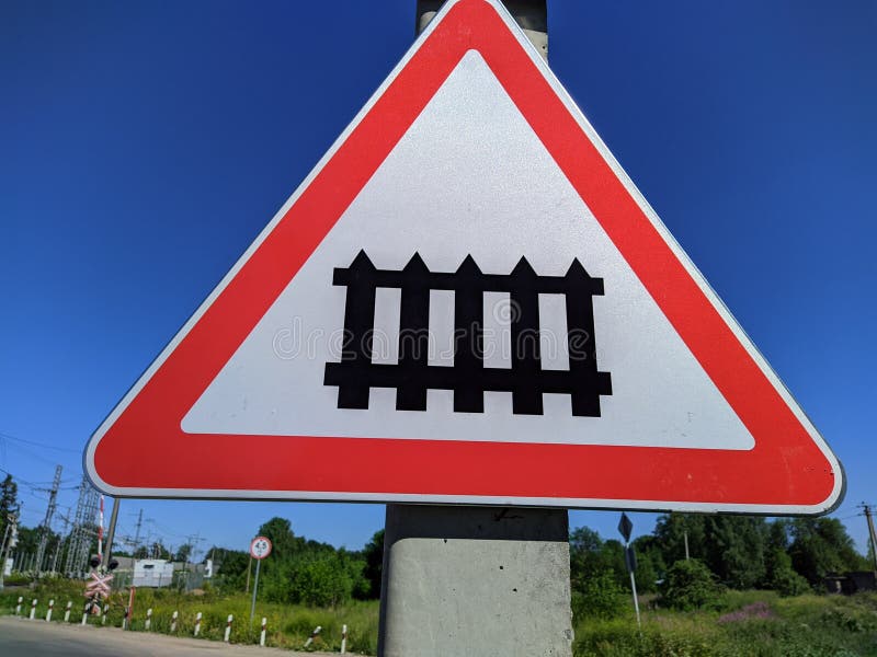 Road and Traffic Sign Barrier Level Crossing. Stock Image - Image of ...