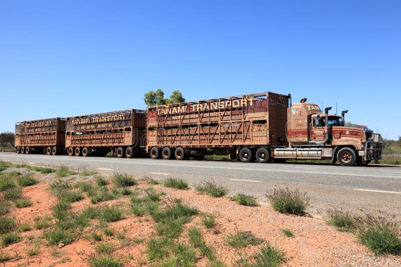 Road Train Parked on Side of Highway Editorial Stock Image - Image of ...