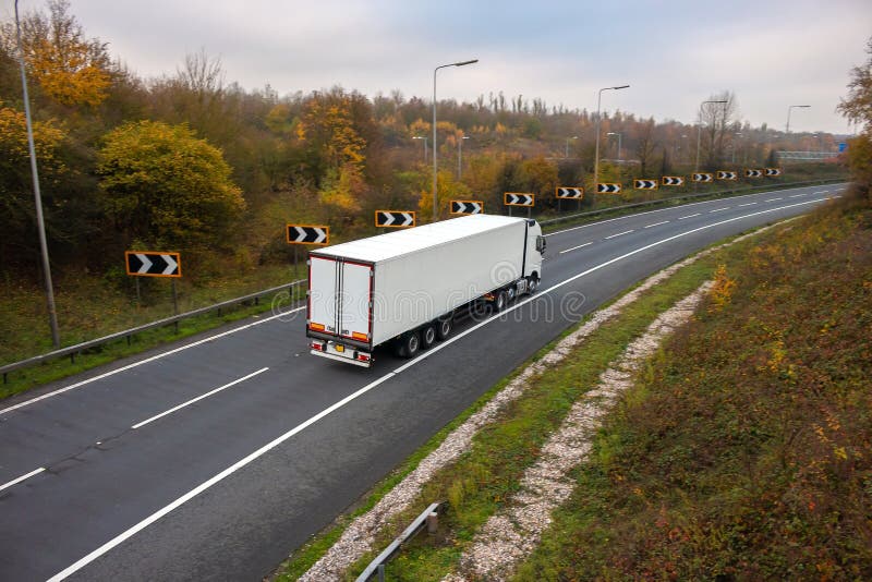 Road Transport. Articulated Lorry on the Road Stock Photo - Image of ...
