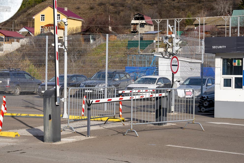 Road Transport Checkpoint with a Traffic Pattern. Stock Photo - Image ...
