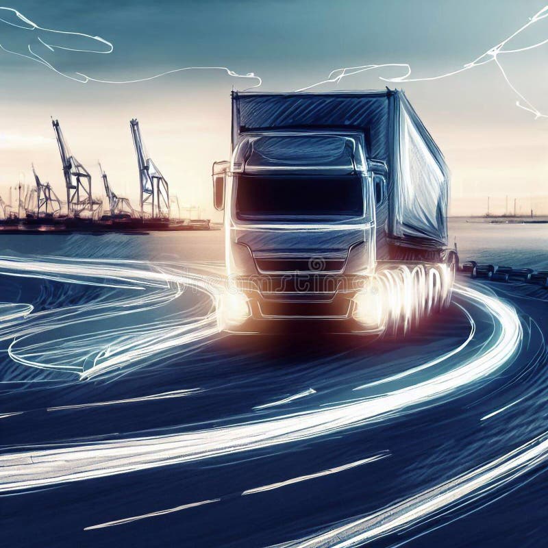 Road Transport the by Truck Stock Illustration - Illustration of ...