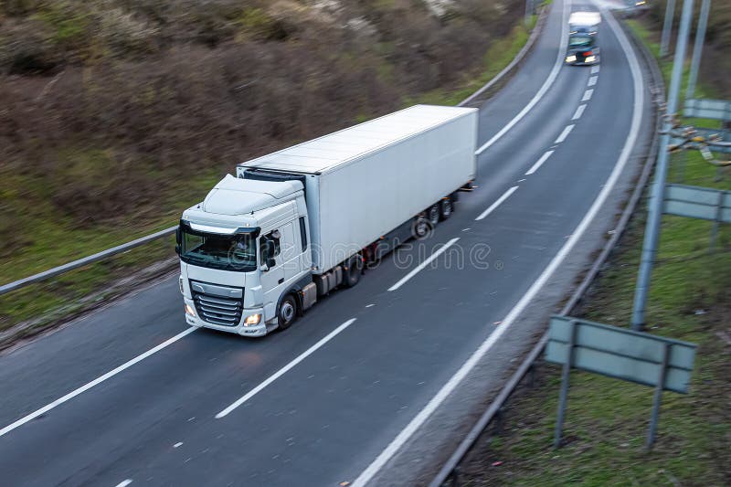 Lorry Travelling on the Motorway Stock Image - Image of driver, front ...