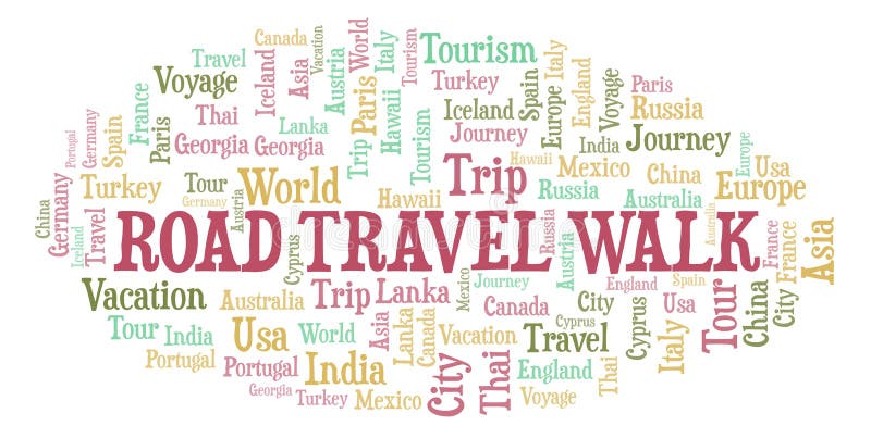 Road Travel Walk Word Cloud. Stock Illustration - Illustration of ...