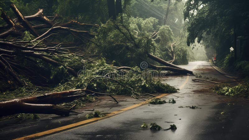 Tree down on fence stock photo. Image of fence, winds - 140607688