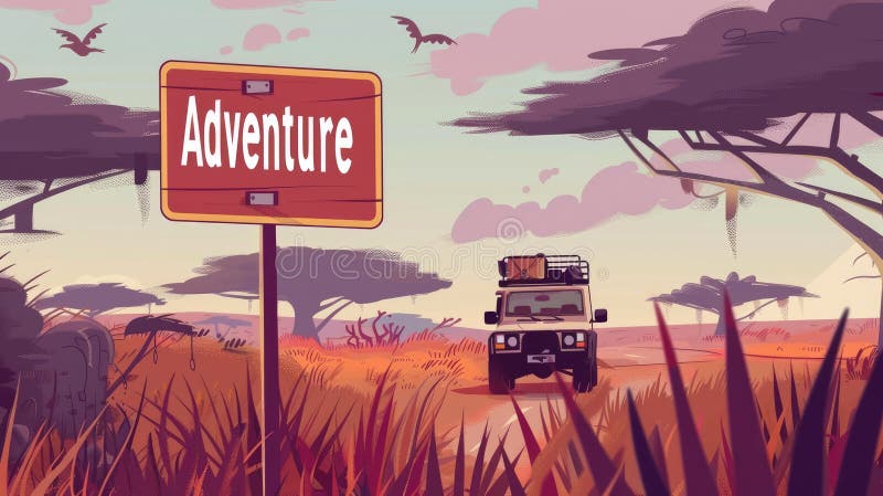 Road Trip Adventure in African Wilderness AI Generated Stock ...