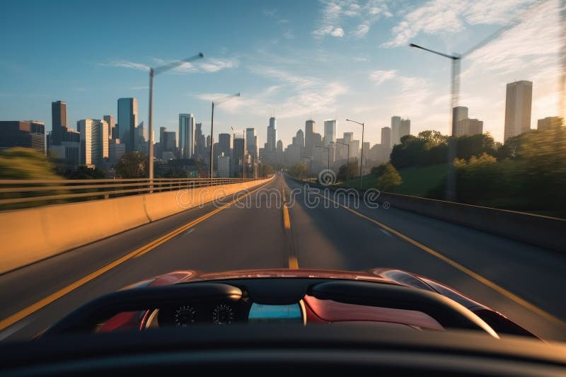 Road Trip through the City, with View of Iconic Landmarks in the ...