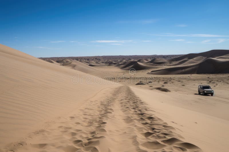 Road Trip through the Desert, with Endless Landscapes and Sand Dunes ...