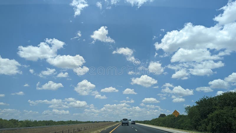 Road Trip, Fluffy White Clouds, Country Road Driving Stock Image ...