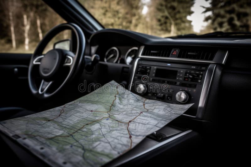 Road Trip with a Map and Compass, Ready for Adventure Stock ...