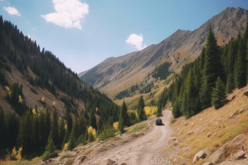 A Road Trip in the Mountains with Scenic Views and Hiking Trails Stock ...