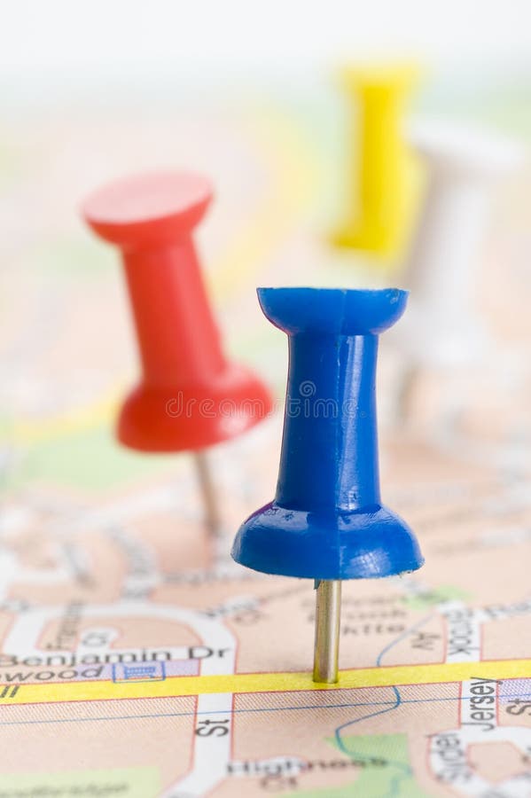 Pushpin on map stock photo. Image of guide, geographic - 8817094