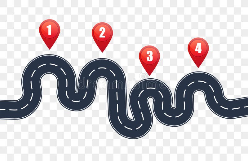 Road Trip. Road Infographic with Pin Pointer Stock Vector ...