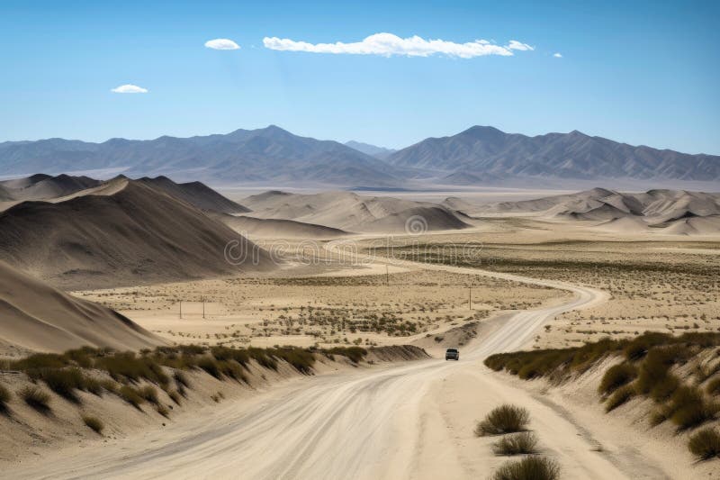 Road Trip To the Desert, with Sand Dunes and Rolling Hills in View ...