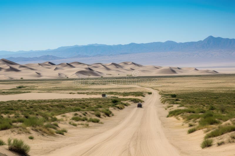 Road Trip To the Desert, with Sand Dunes and Rolling Hills in View ...