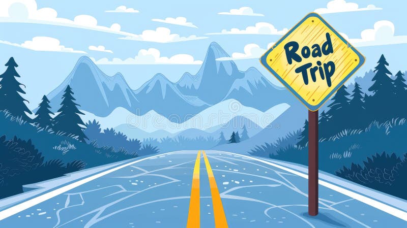 Road Trip Traffic Sign on the Highway AI Generated Stock Illustration ...