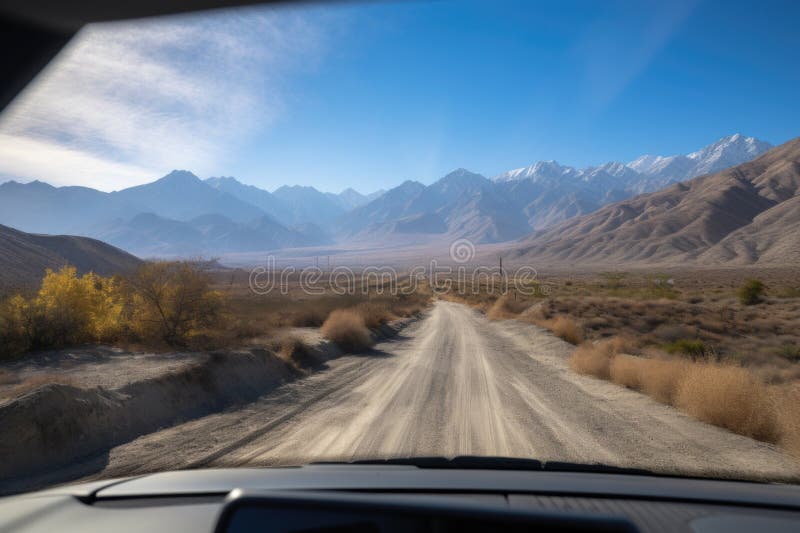 Road Trip, with the View of Mountainous Range in the Distance Stock ...