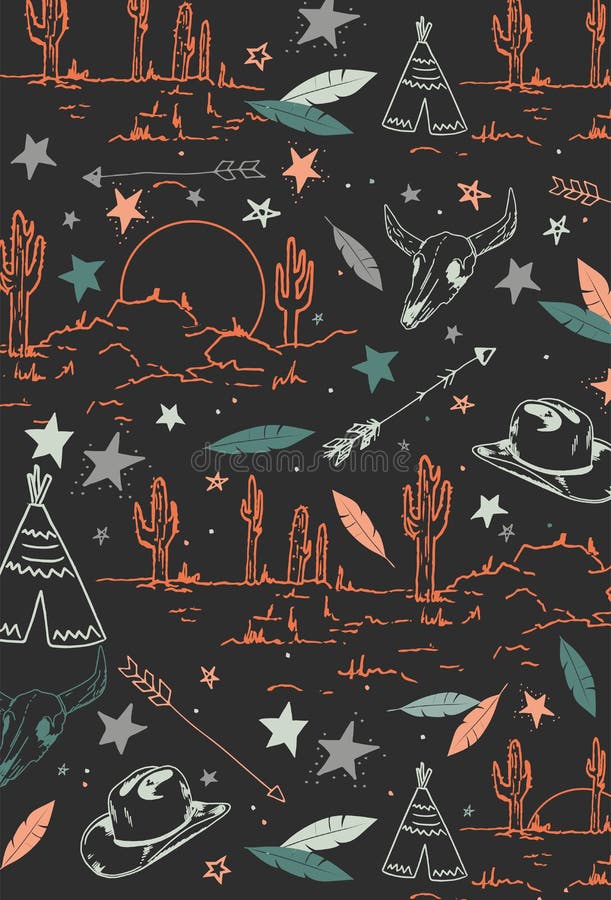 Western Seamless Pattern for Background.Vector Stock Vector ...