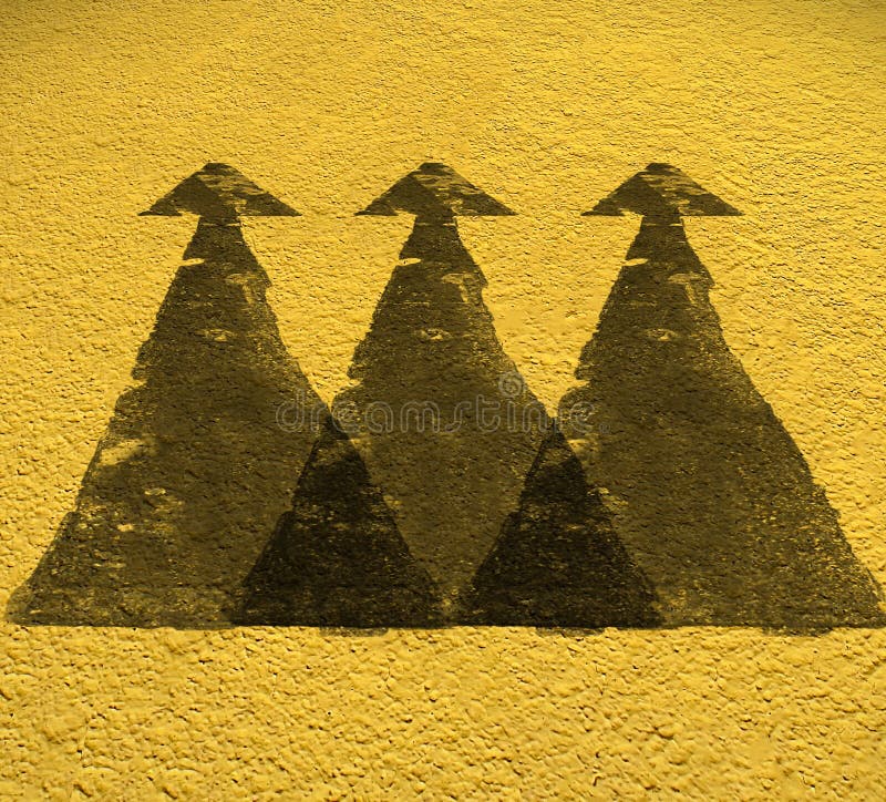 Road Triple Arrow Direction with Yellow Floor Background. with C Stock ...