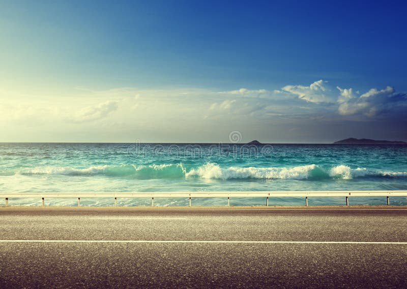 Road on tropical beach stock image. Image of natural - 58376291
