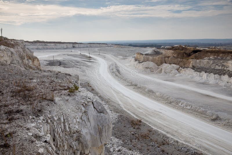 Road for Trucks in Chalk Quarry Mining Stock Photo - Image of equipment ...