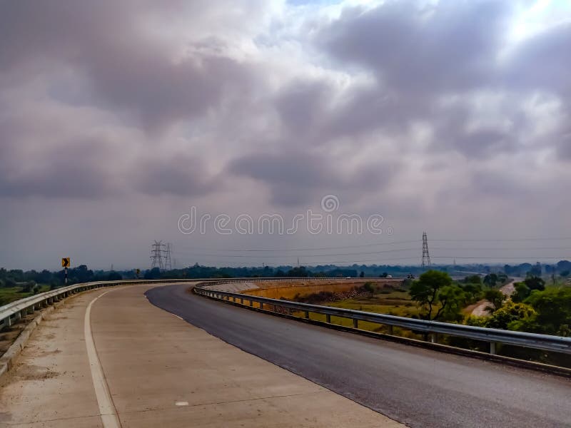Road Turning Point View on Asian Highway with Clouds Stock Image ...