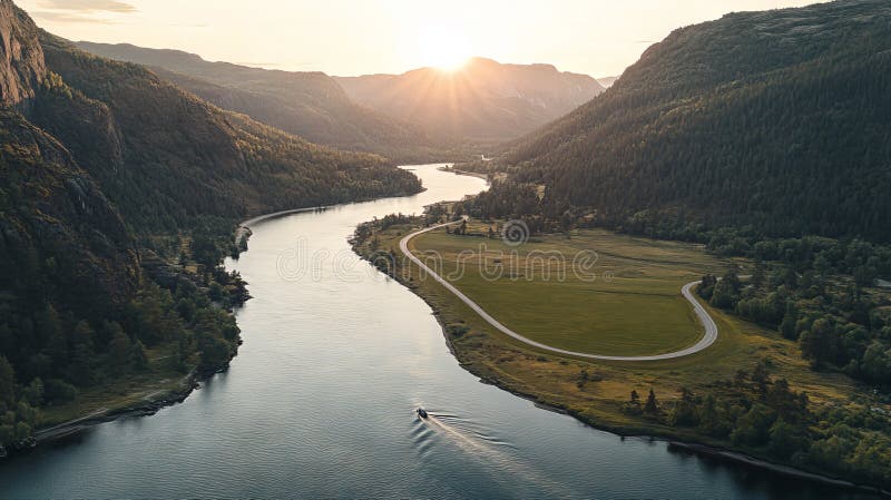 The Road Twists and Turns through the Verdant Valley by the Riverside ...