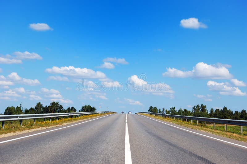 Road with Two Cars Going in the Opposite Direction Stock Photo - Image ...