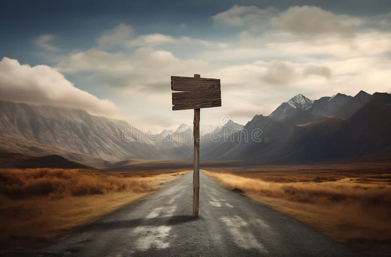 Road with Two Signs in Remote Area Stock Image - Image of countryside ...