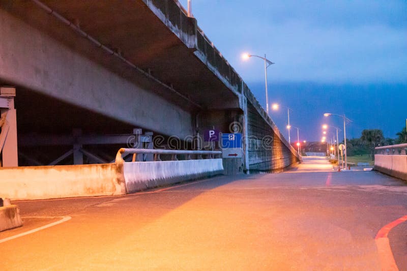 The Road Under the Bridge Under the Blue Sky Stock Photo - Image of ...