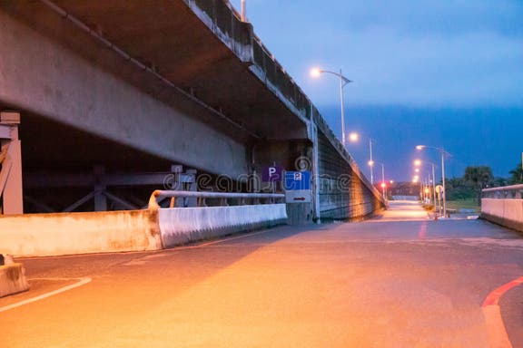 The Road Under the Bridge Under the Blue Sky Stock Photo - Image of ...