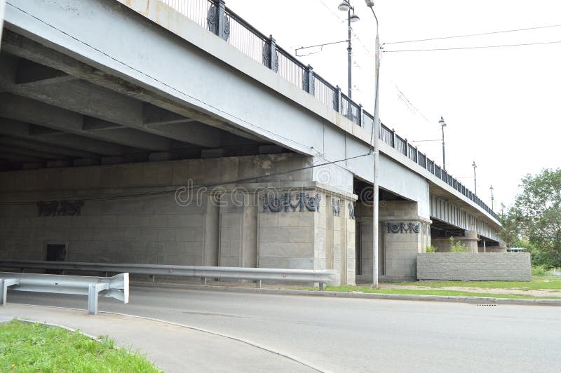 The Road Under the Bridge in the City, Tunnel. Stock Image - Image of ...