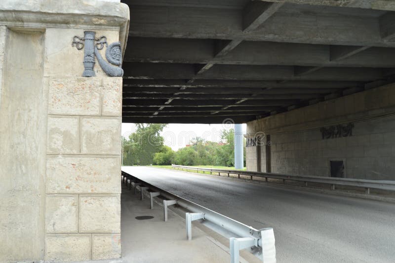 The Road Under the Bridge in the City, Tunnel. Stock Image - Image of ...