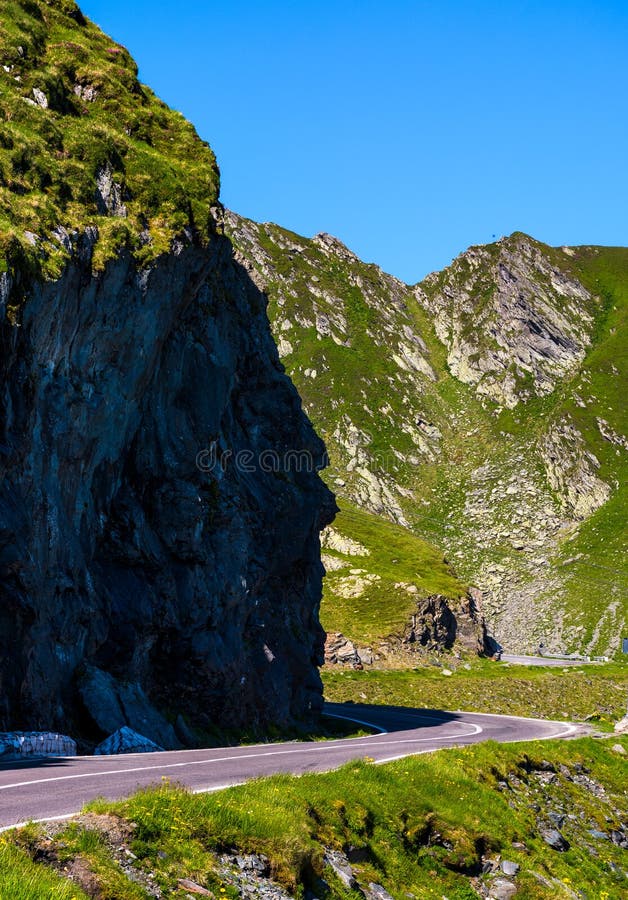 Road Under the Cliff in High Mountains Stock Image - Image of ridge ...
