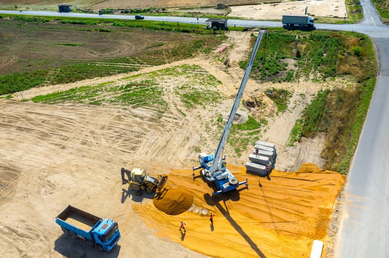 Road under construction stock photo. Image of sand, blue - 64057680