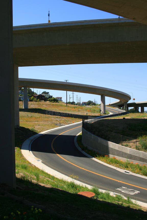 Road Under the Freeway Ramps Stock Image - Image of empty, double: 5415773