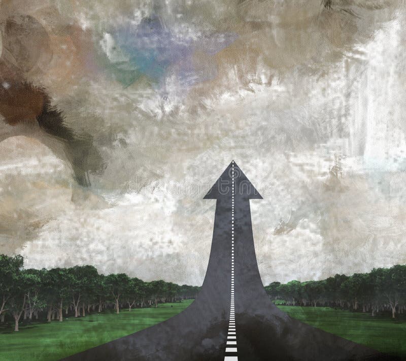 Road in Arrow Shape, Leading Up Stock Illustration - Illustration of ...