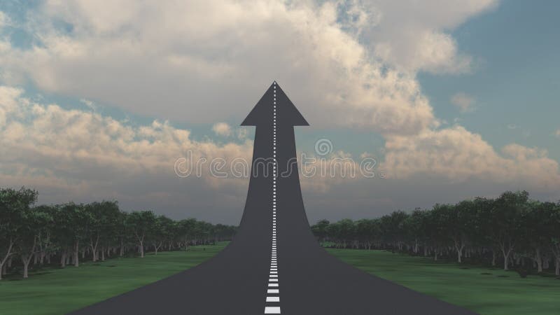 Road in Arrow Shape, Leading Up Stock Illustration - Illustration of ...