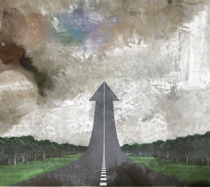 Road in Arrow Shape, Leading Up Stock Illustration - Illustration of ...