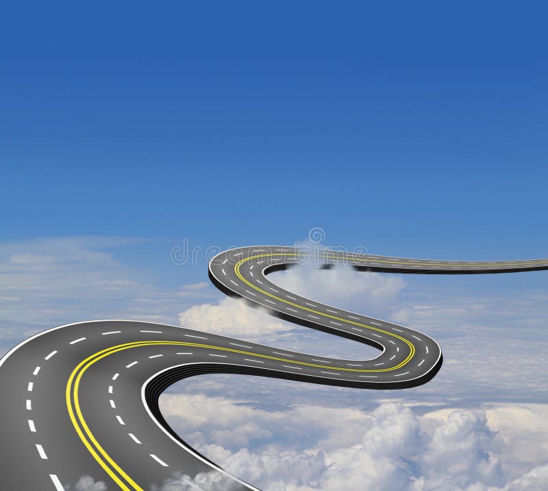 Road up in the blue sky stock illustration. Illustration of path - 43710533