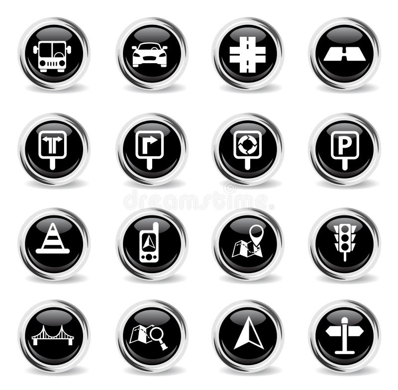 Road icon set stock vector. Illustration of ring, steel - 126272251