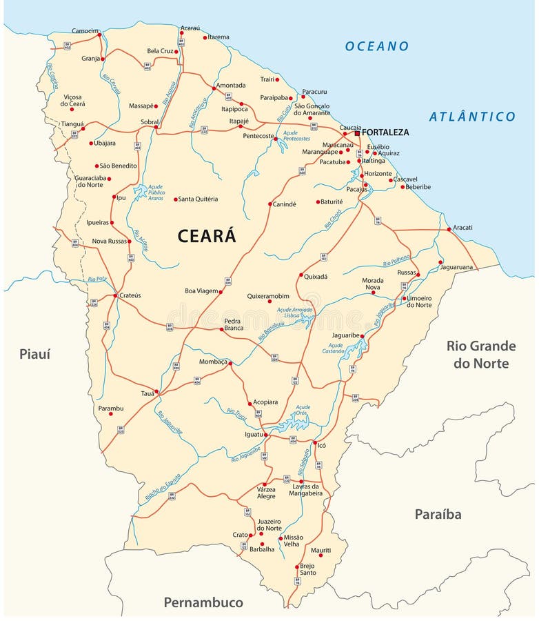 Ceara Administrative and Political Vector Map Stock Vector ...