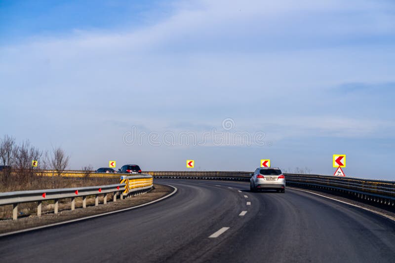 Road View through Car Windshield, Cars on Road in Traffic in Bucharest ...