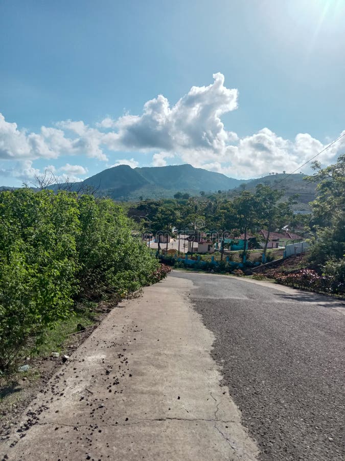 Road and View on Kolo Bima Beach Stock Image - Image of green, coast ...