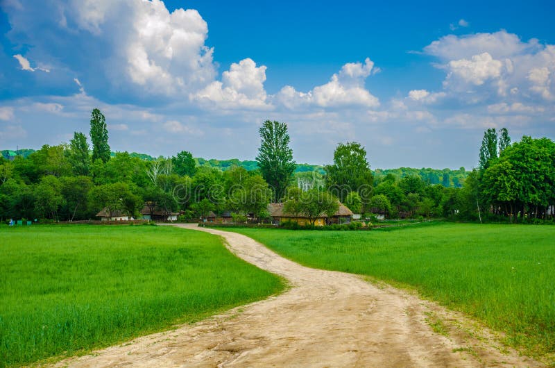 Road in village stock photo. Image of europe, green, field - 38282276